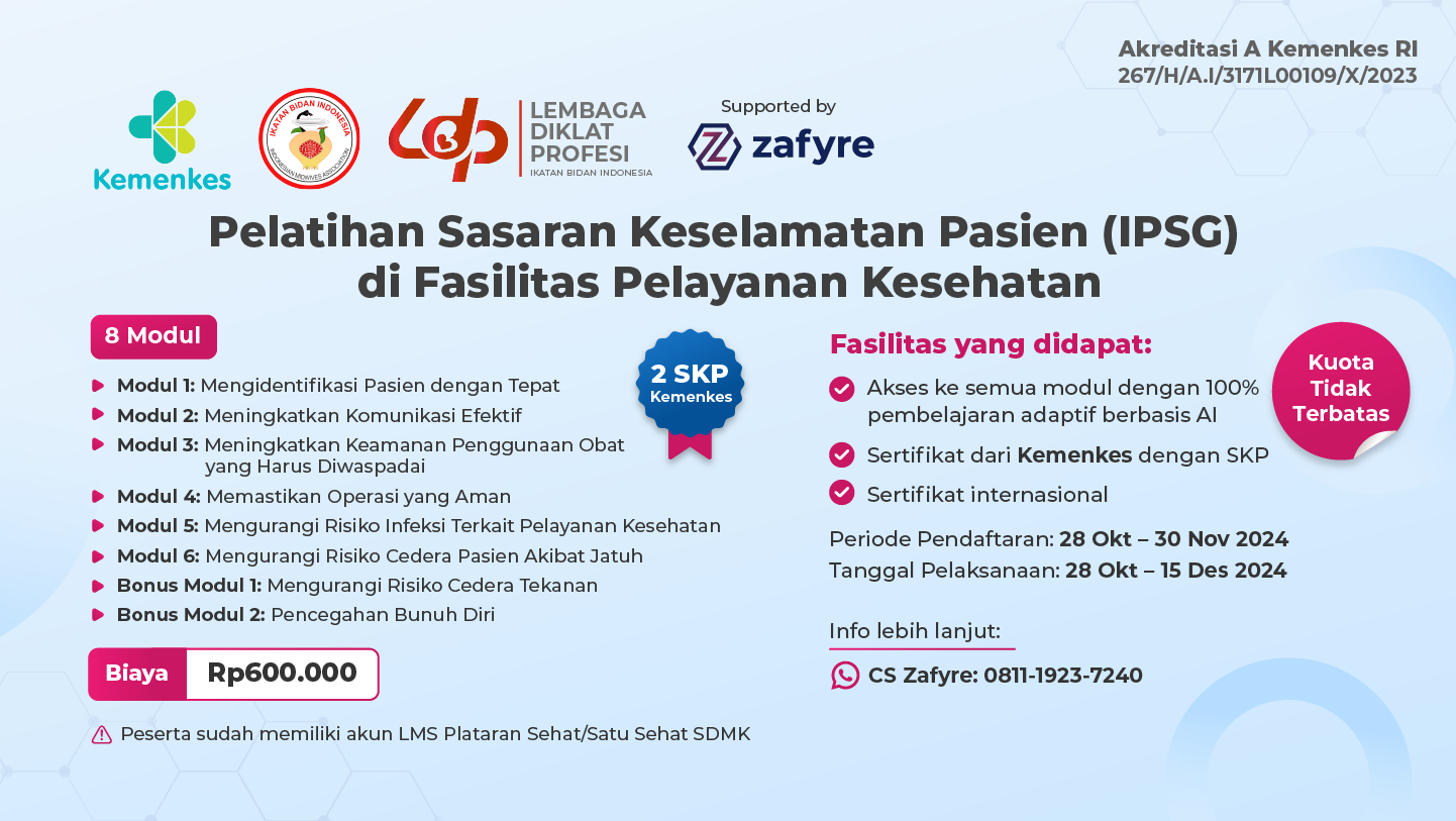 Pelatihan Sasaran Keselamatan Pasien (International Patient Safety Goals (IPSG)) Di Fasilitas ...