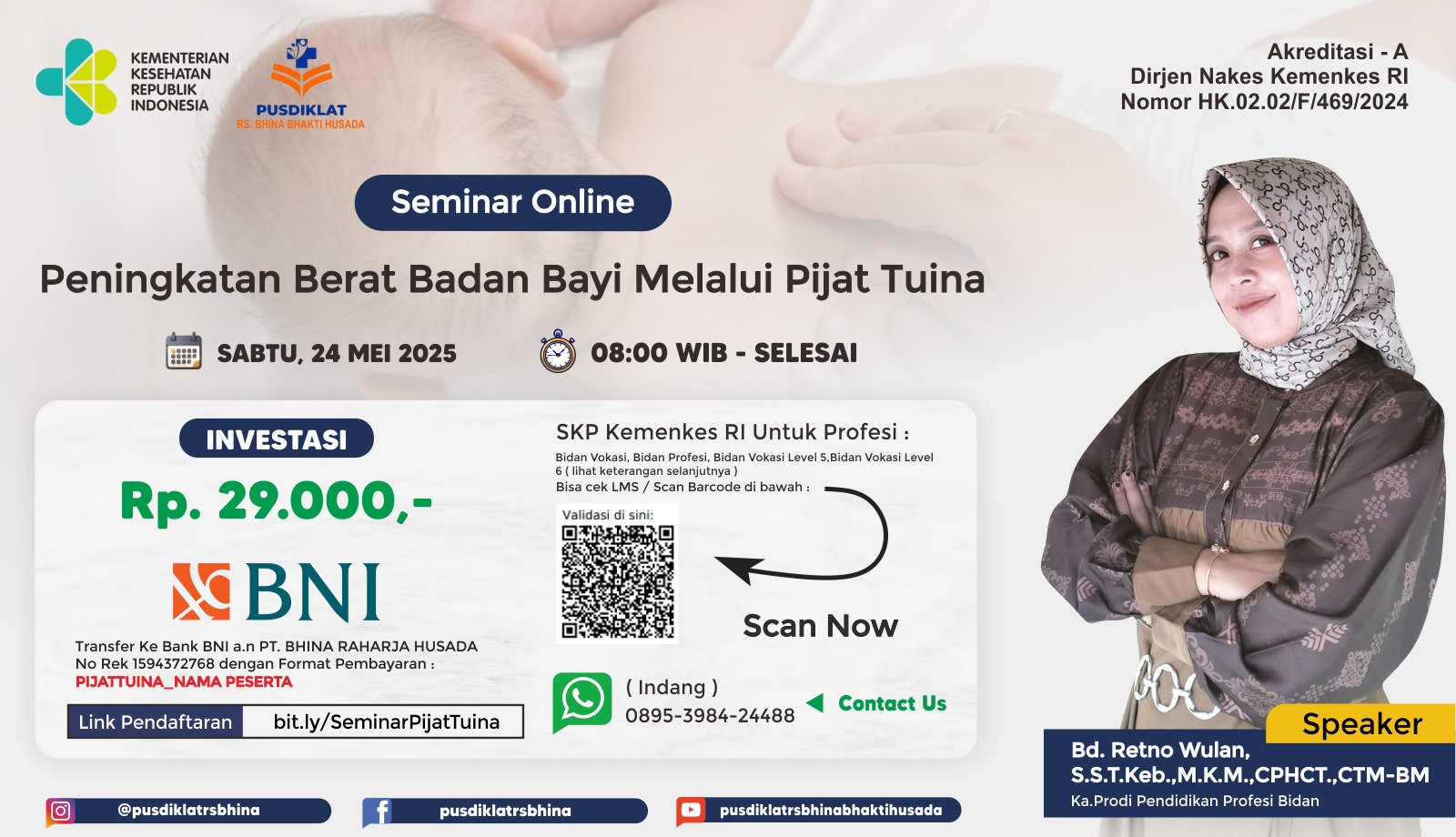 Peningkatan berat badan bayi melalui pijat tuina Angkatan 1 - LMS Kemkes