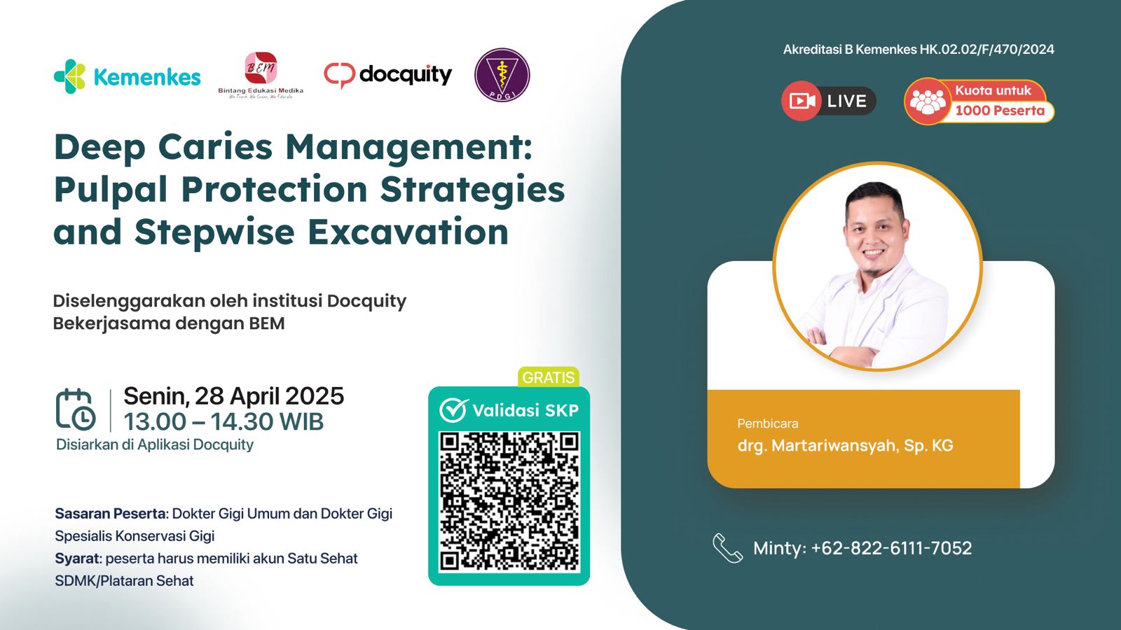 Webinar “Deep Caries Management: Pulpal Protection Strategies and ...