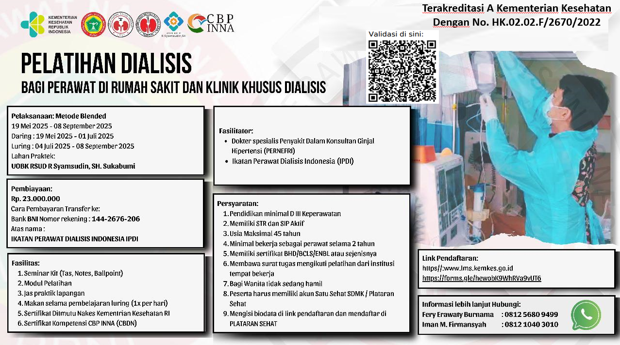 Pelatihan Dialisis bagi Perawat di Rumah Sakit dan Klinik Khusus Dialisis Angkatan 1 - LMS Kemkes