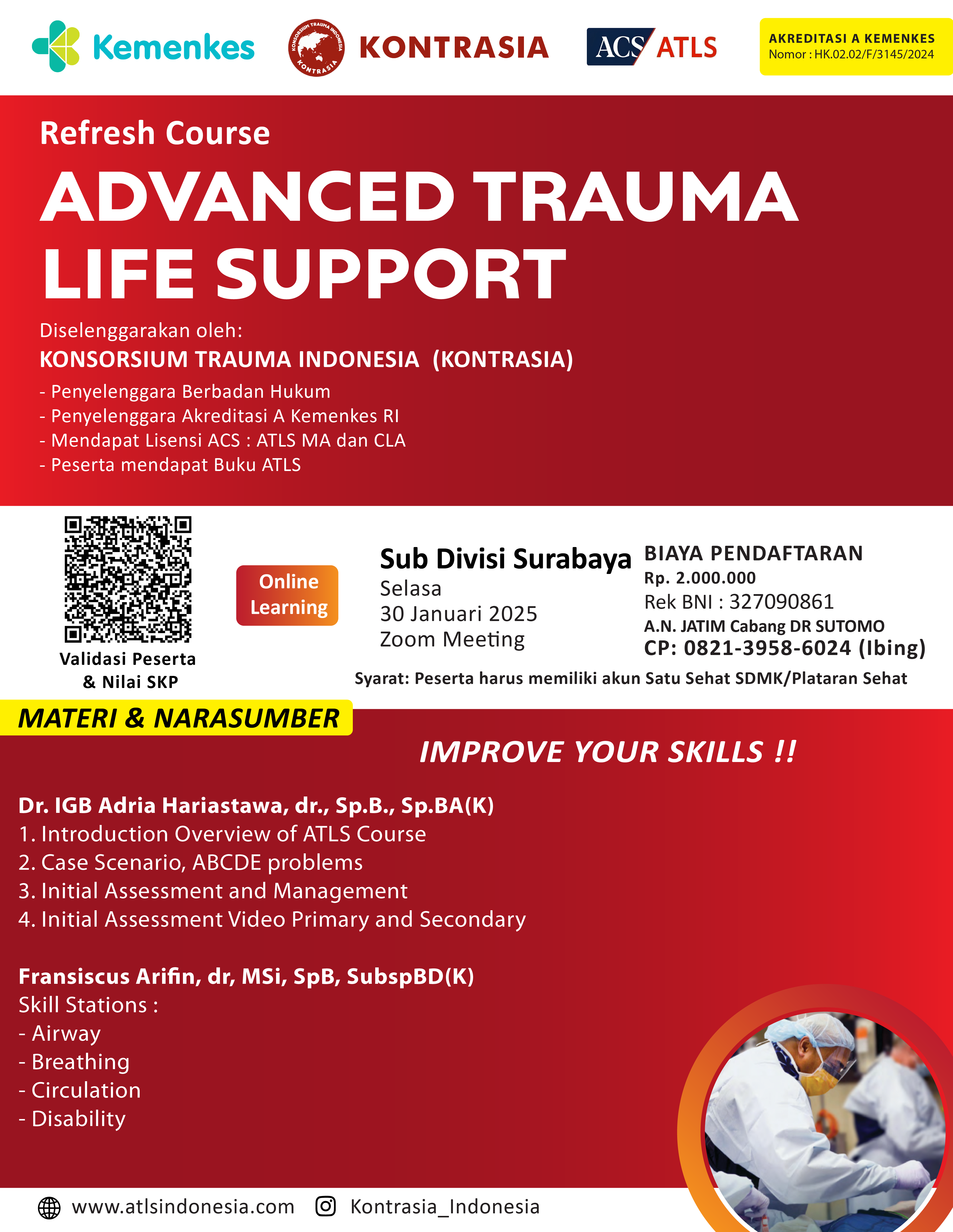 Refresh Course Advanced Trauma Life Support (RC ATLS) Surabaya - LMS Kemkes