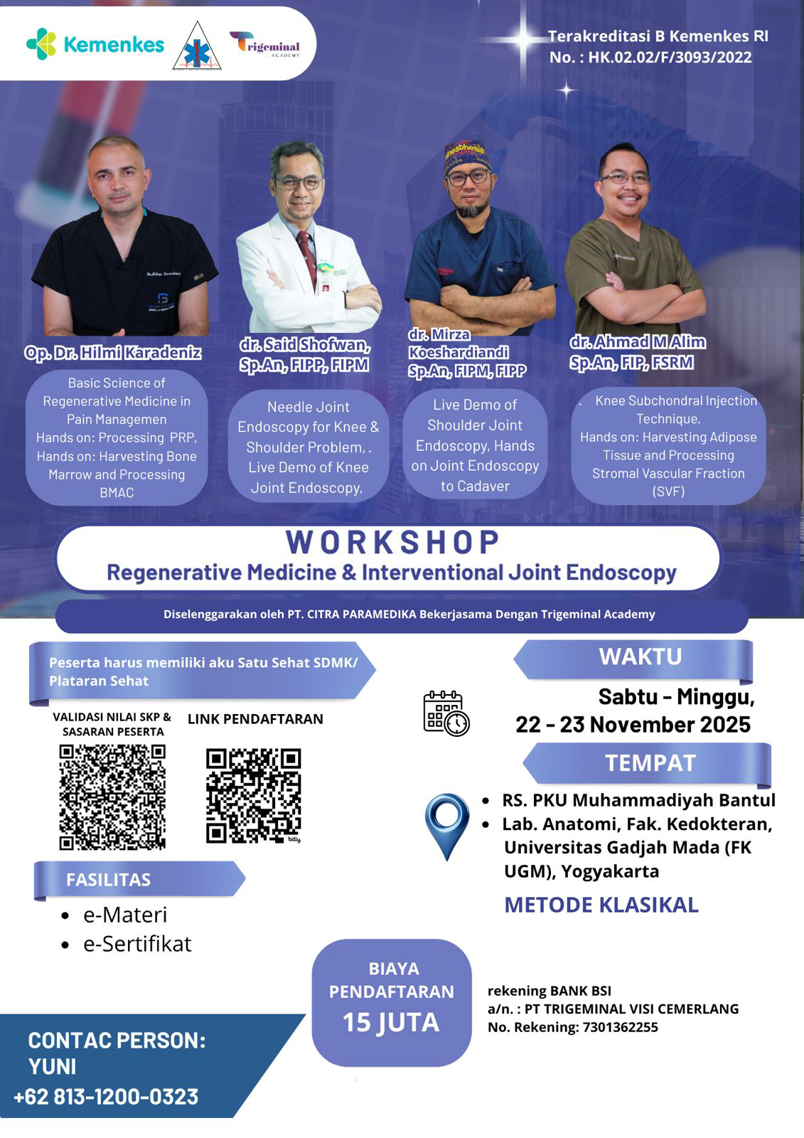 Workshop Regenerative Medicine & Interventional Joint Endoscopy ...